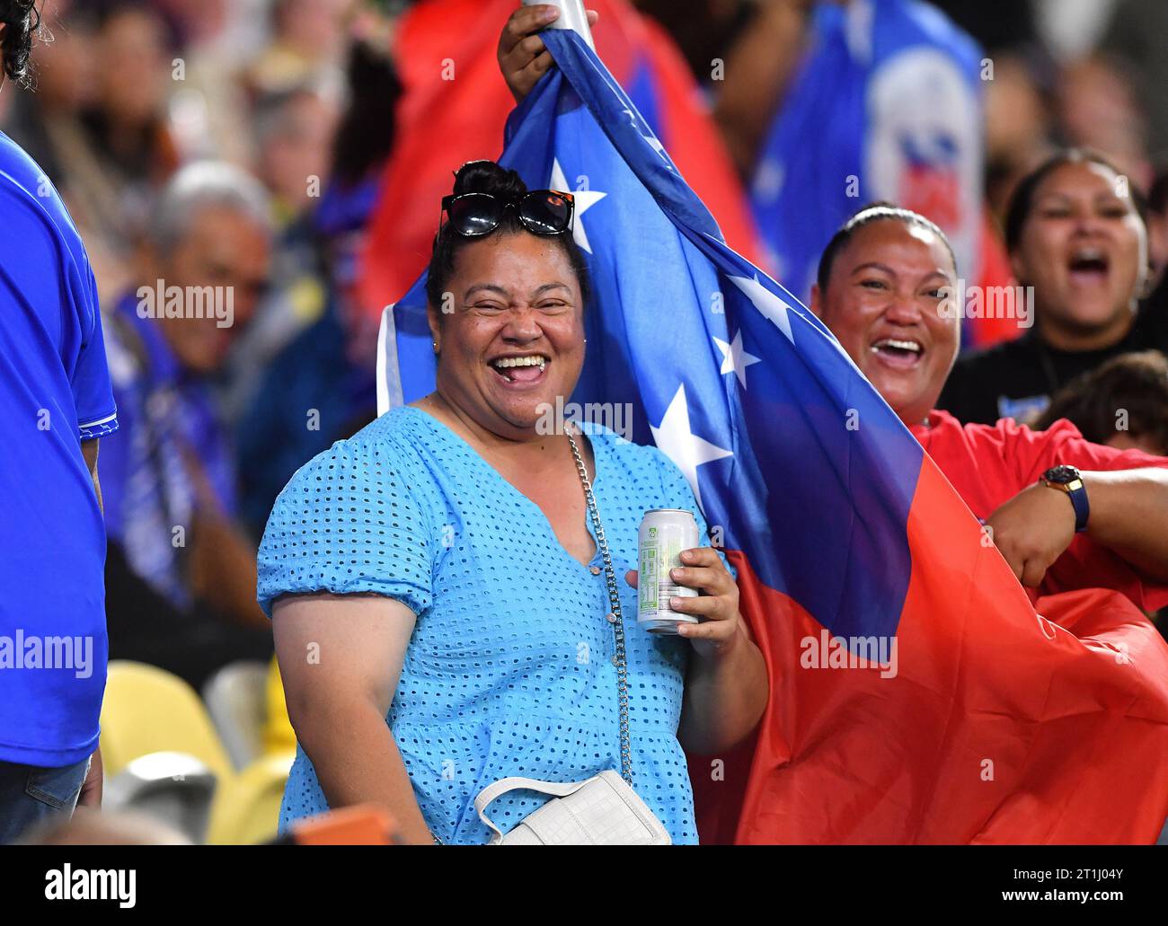 Townsville, Australia. 14th Oct, 2023. Samoan fans are seen during the ...