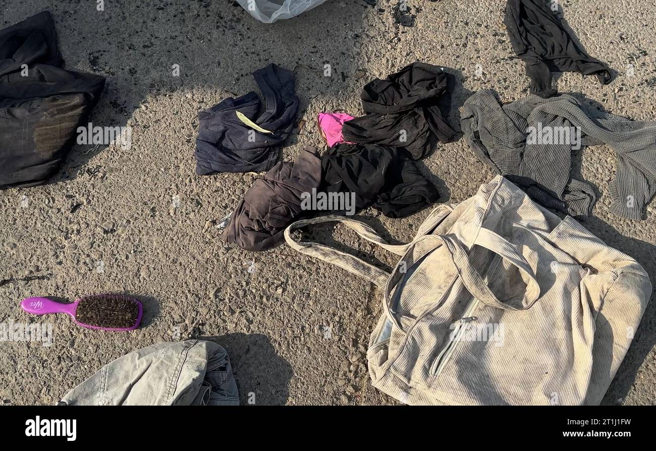 Items of victims in kibbutz Be'eri, where more than 100 civilians were ...