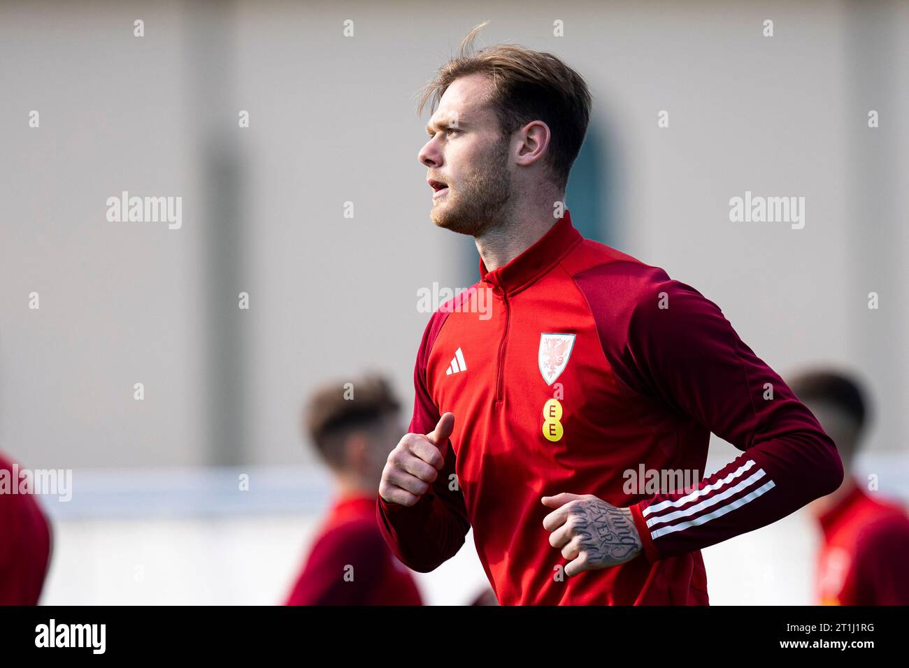 Hensol, UK. 14th Oct, 2023. Joe Lowe of Wales in training. Wales MD1 ...