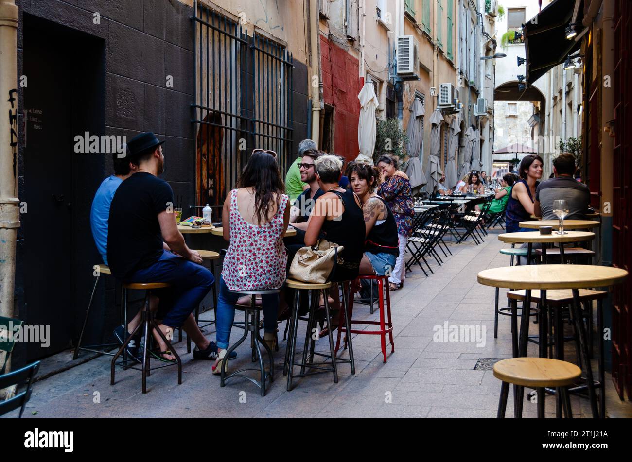 Aperitif time in Perpignan, france Stock Photo - Alamy
