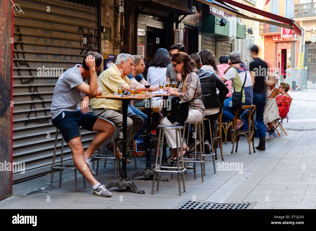 Aperitif time in Perpignan, france Stock Photo - Alamy
