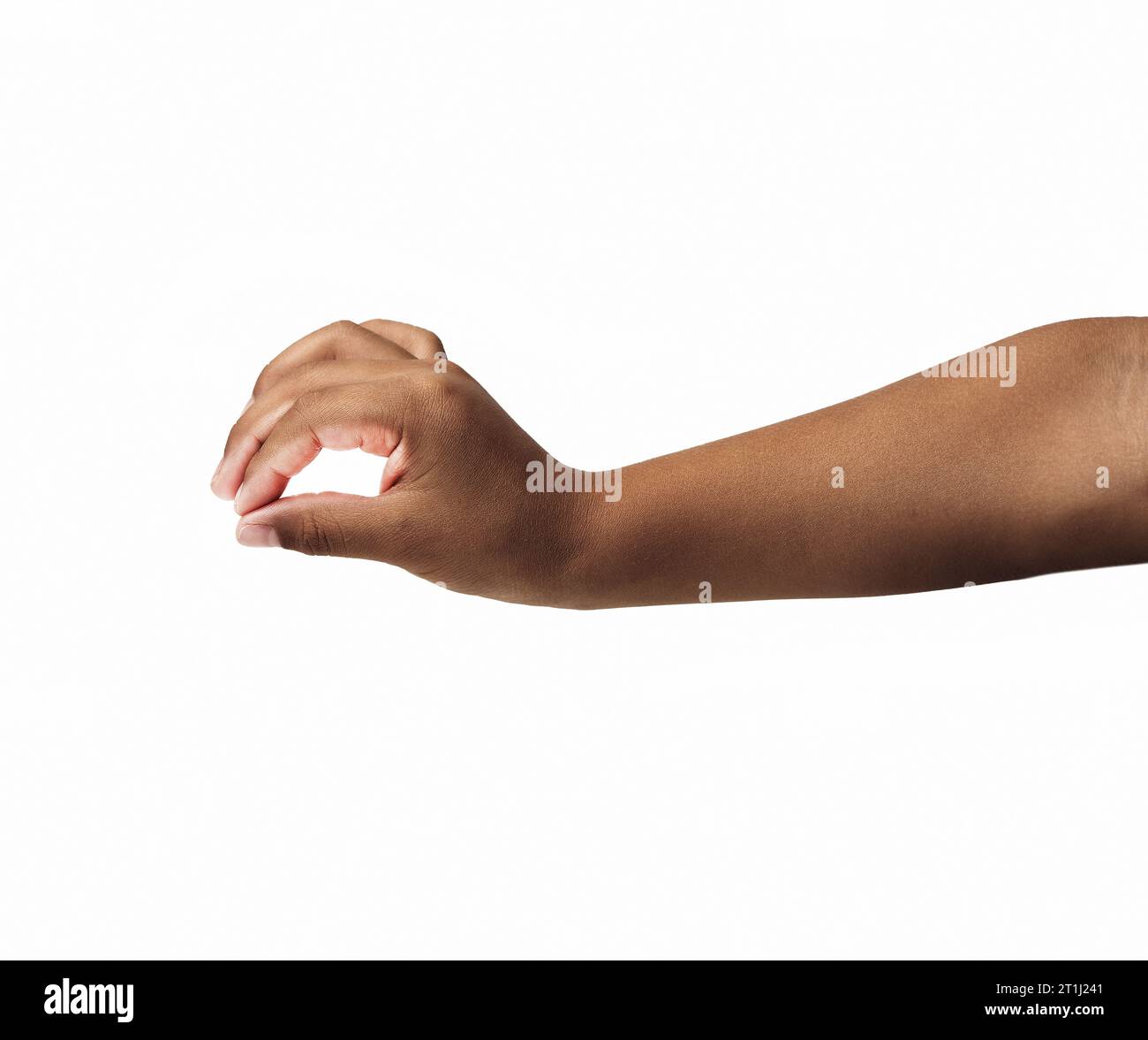 Child hand hanging something blank isolated on a white background Stock ...