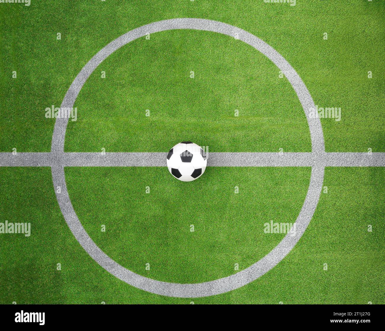 Soccer field center and ball top view background at stadium Stock Photo ...
