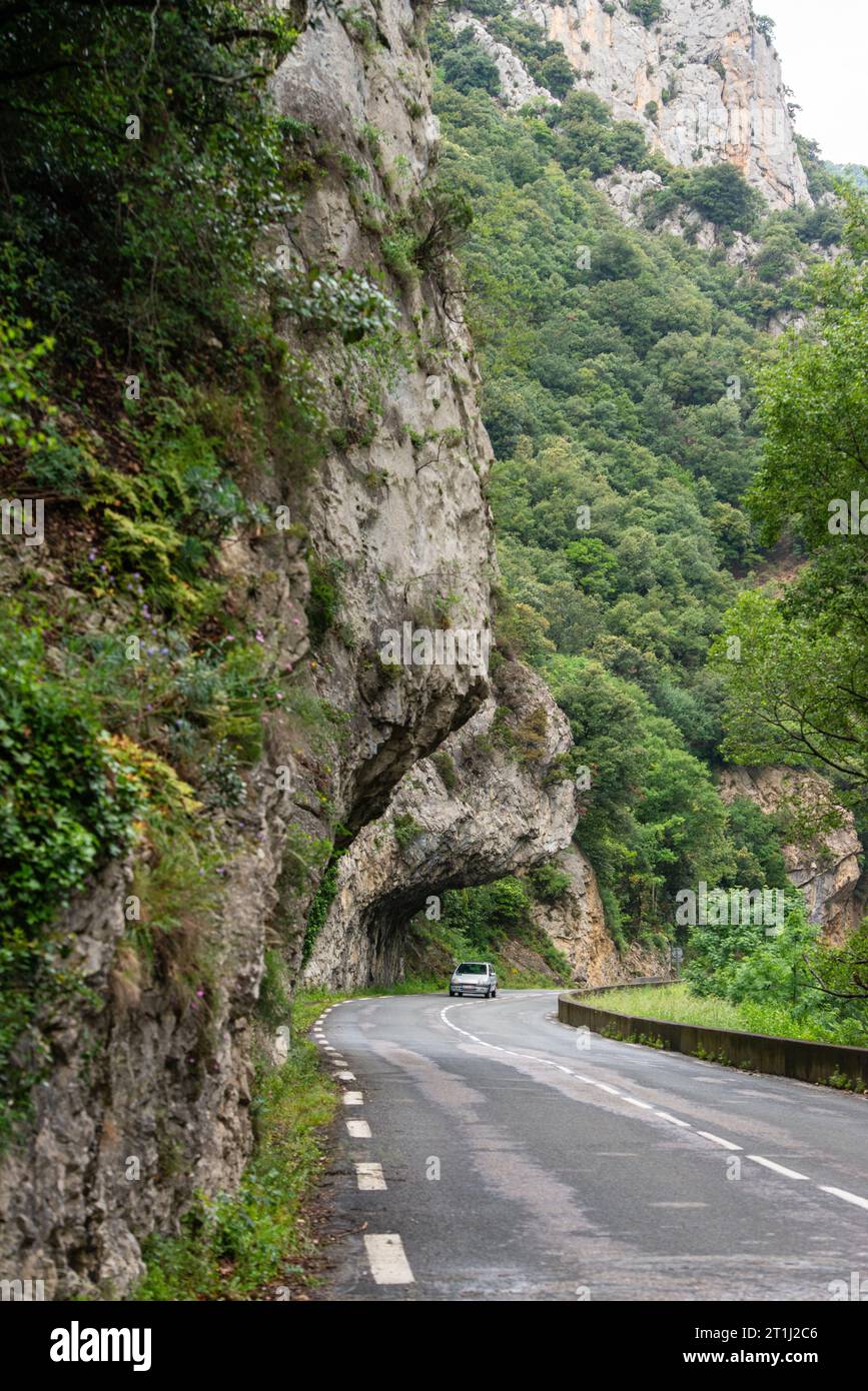 The Gorges de la Pierre-Lysare gorges located in the Pyrenees massif to ...