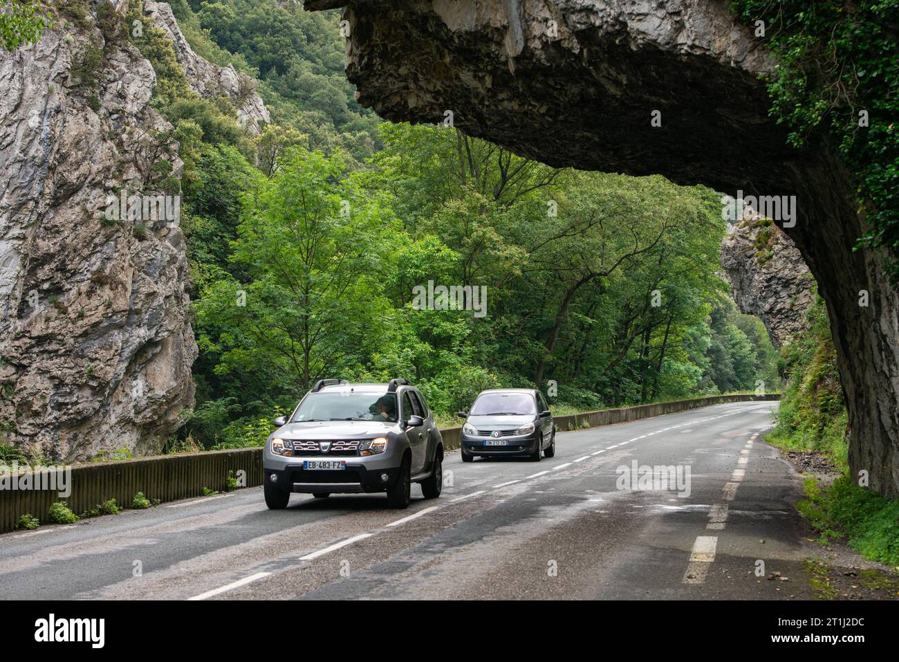 The Gorges de la Pierre-Lysare gorges located in the Pyrenees massif to ...