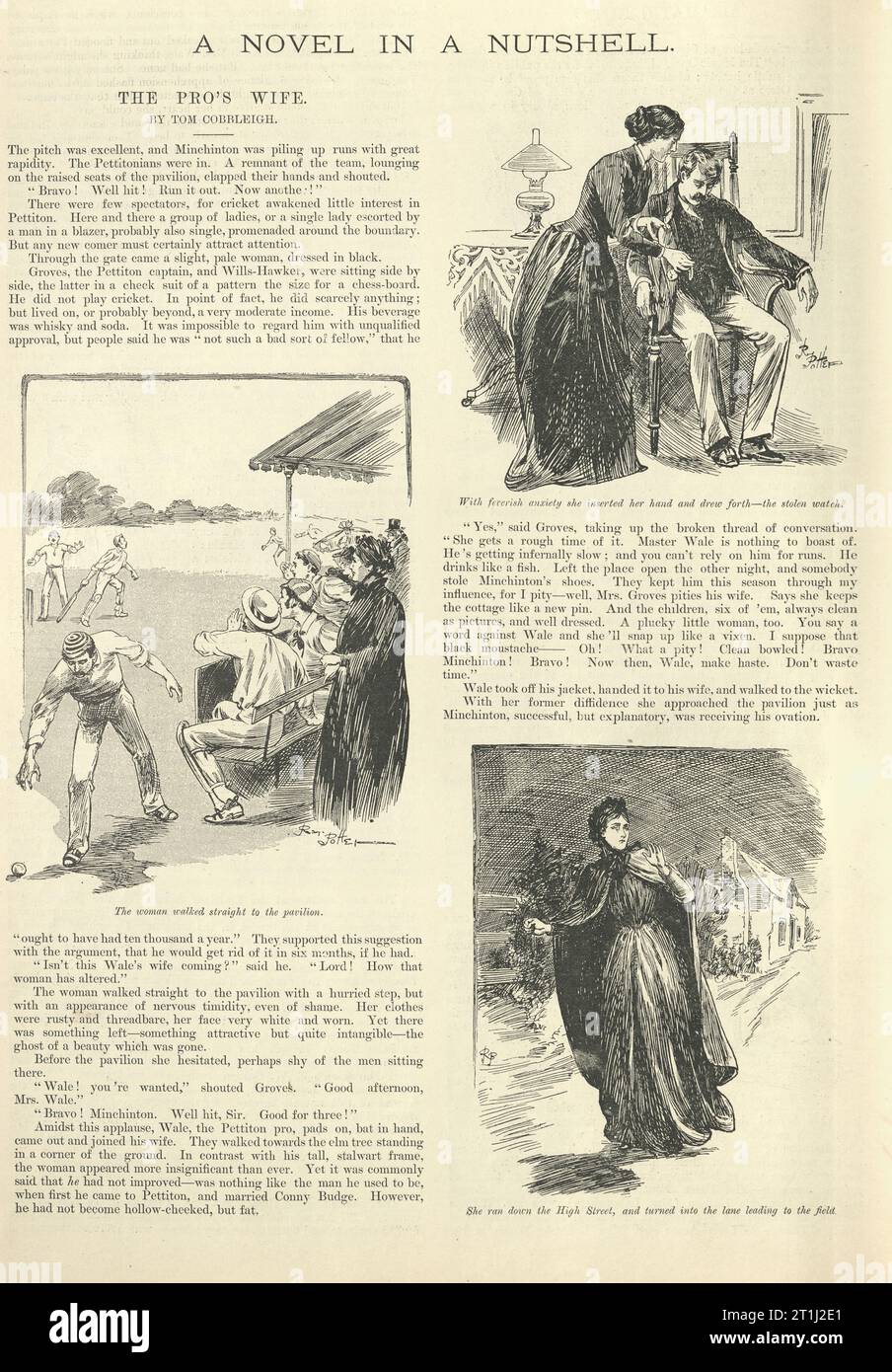 Vintage illustration Game of Cricket, Pickpocketing, Thief, 1890s ...