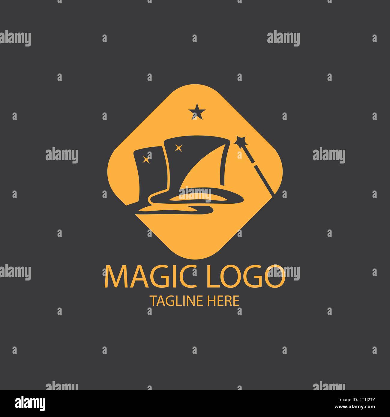 Illustration of magic hat with wand Stock Photo - Alamy