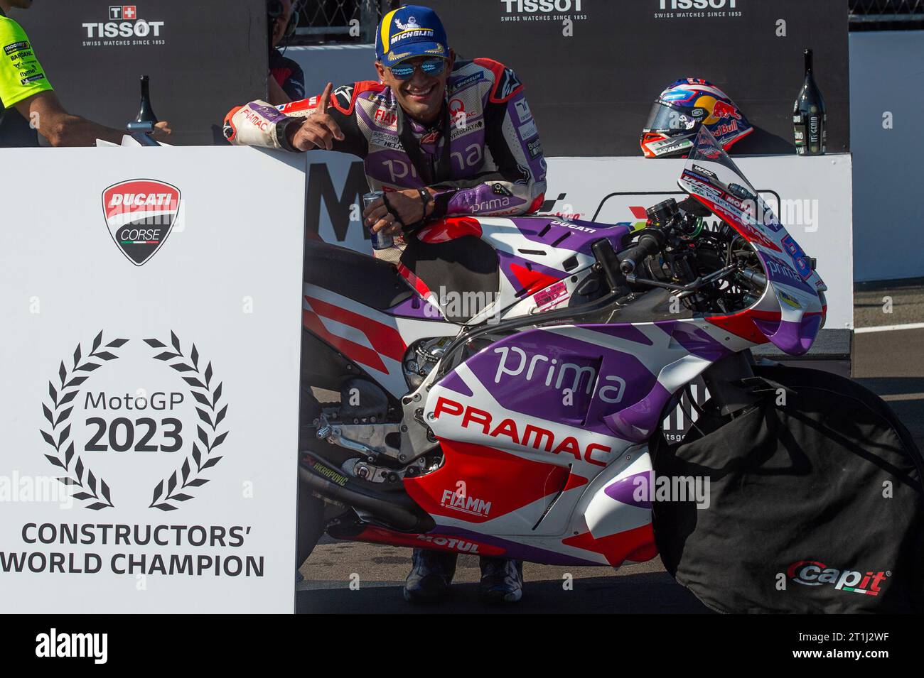 Lombok. 14th Oct, 2023. Jorge Martin of Prima Pramac Racing poses with ...
