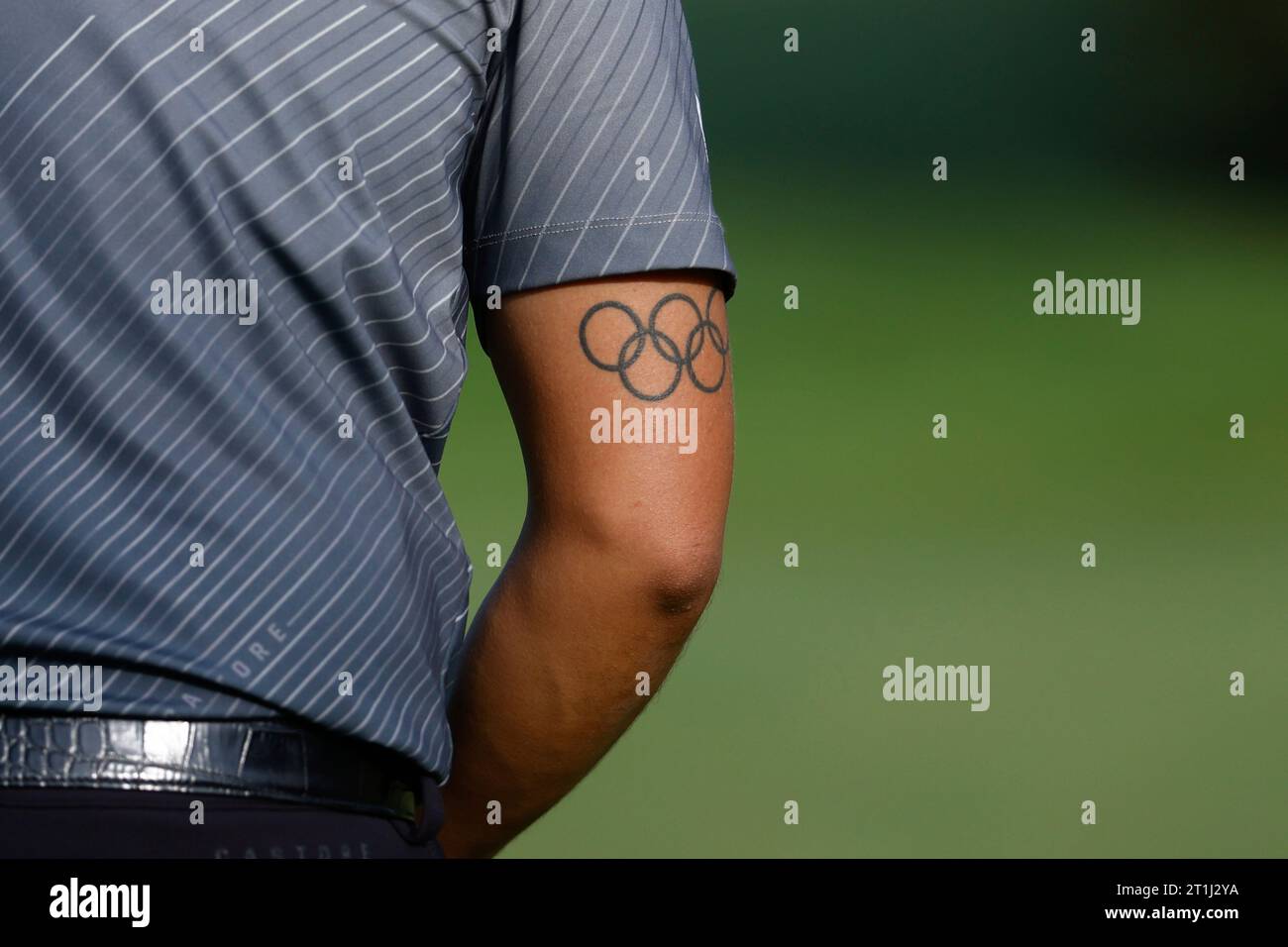 Detail of the Olimpic tatoo of Gavin Green of Malaysia during Acciona ...
