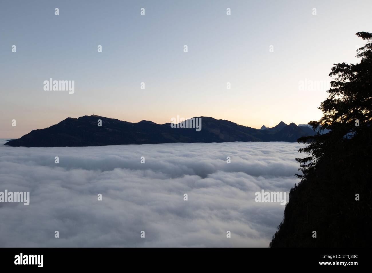 Alpine hill Bürgenstock (Buergenstock or Burgenstock) above Lake ...