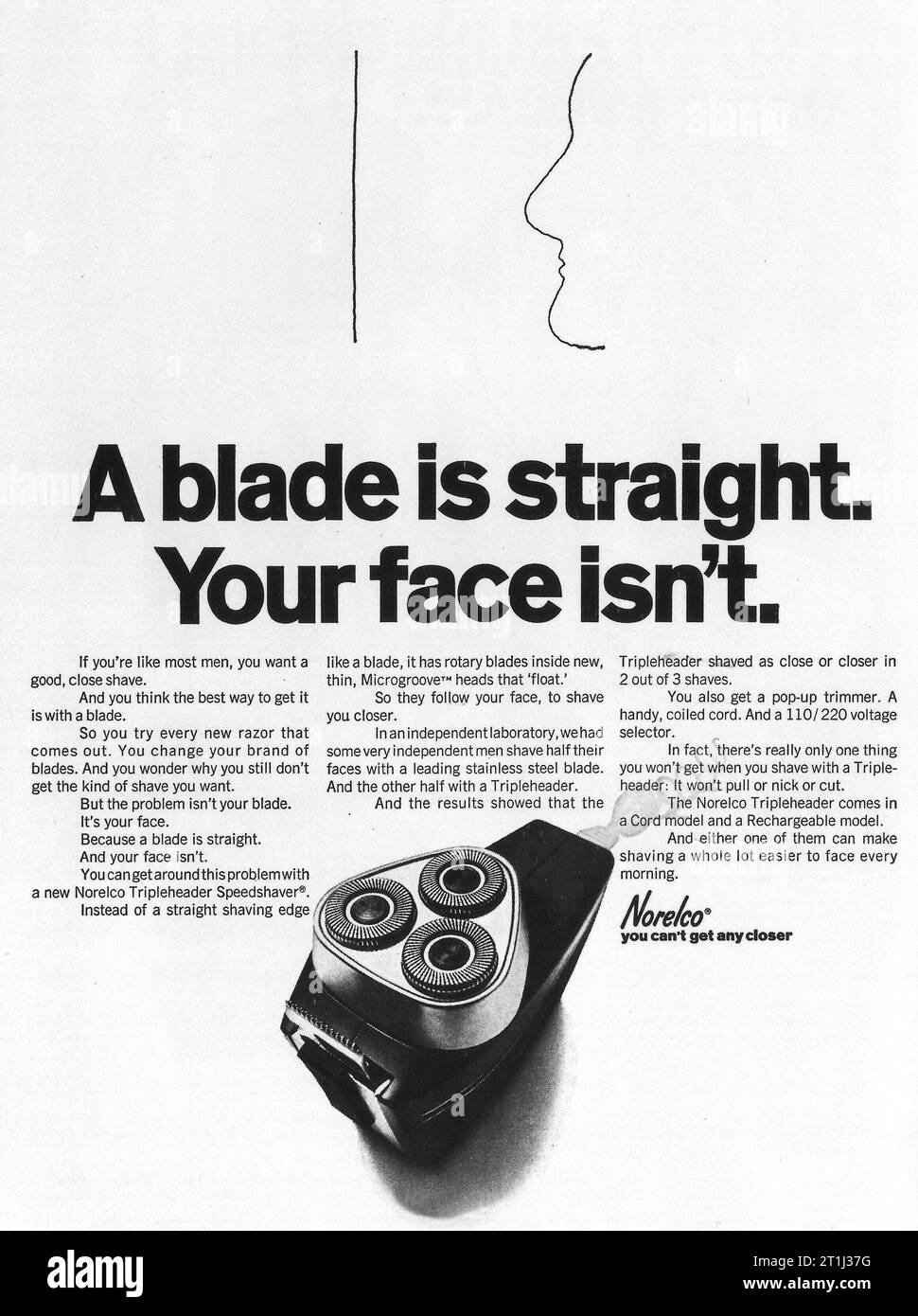 1968 Norelco Tripleheader Speedshaver Ad Stock Photo - Alamy