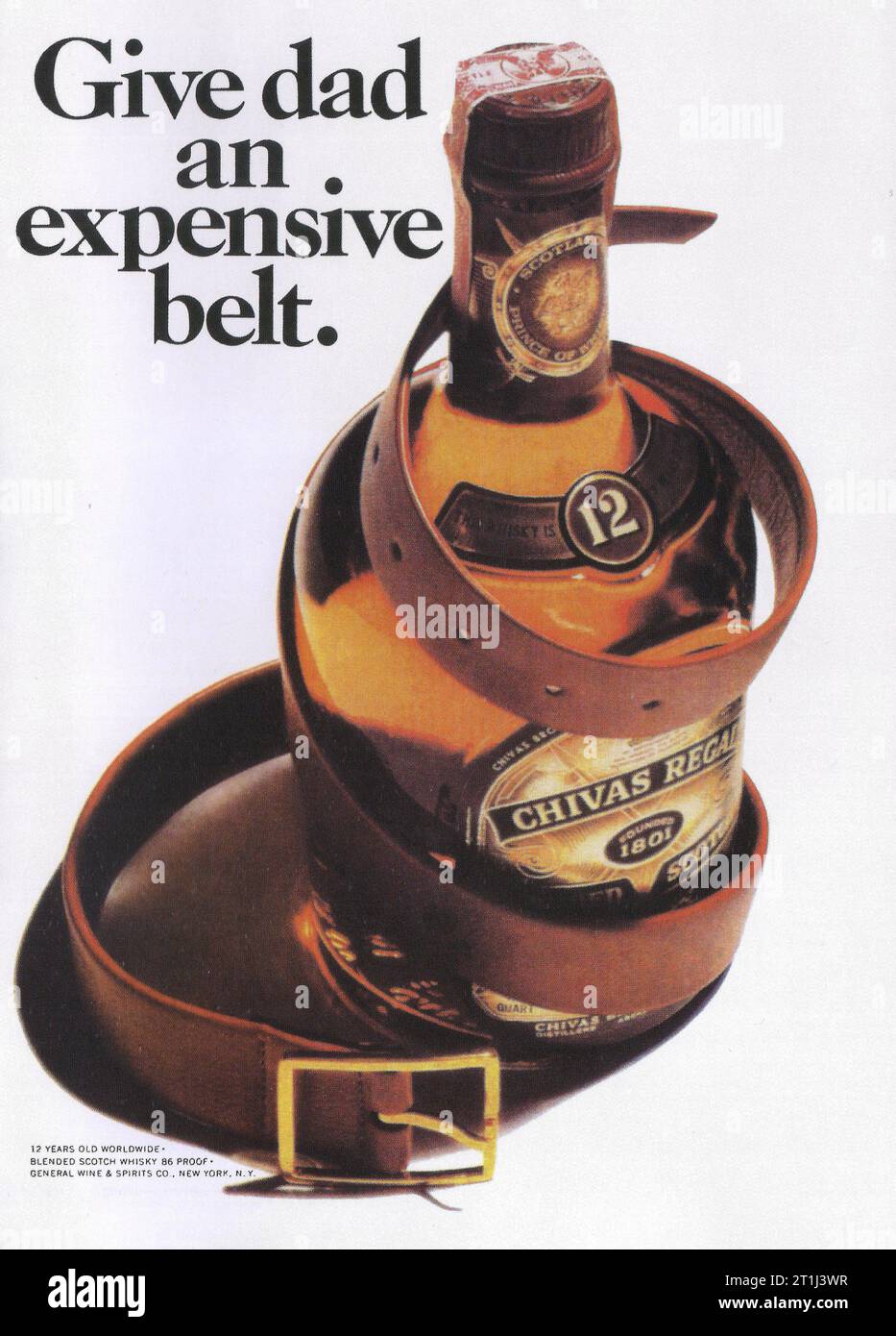 1960s Chivas Regal 12 years Ad. "Give dad an expensive belt Stock Photo ...