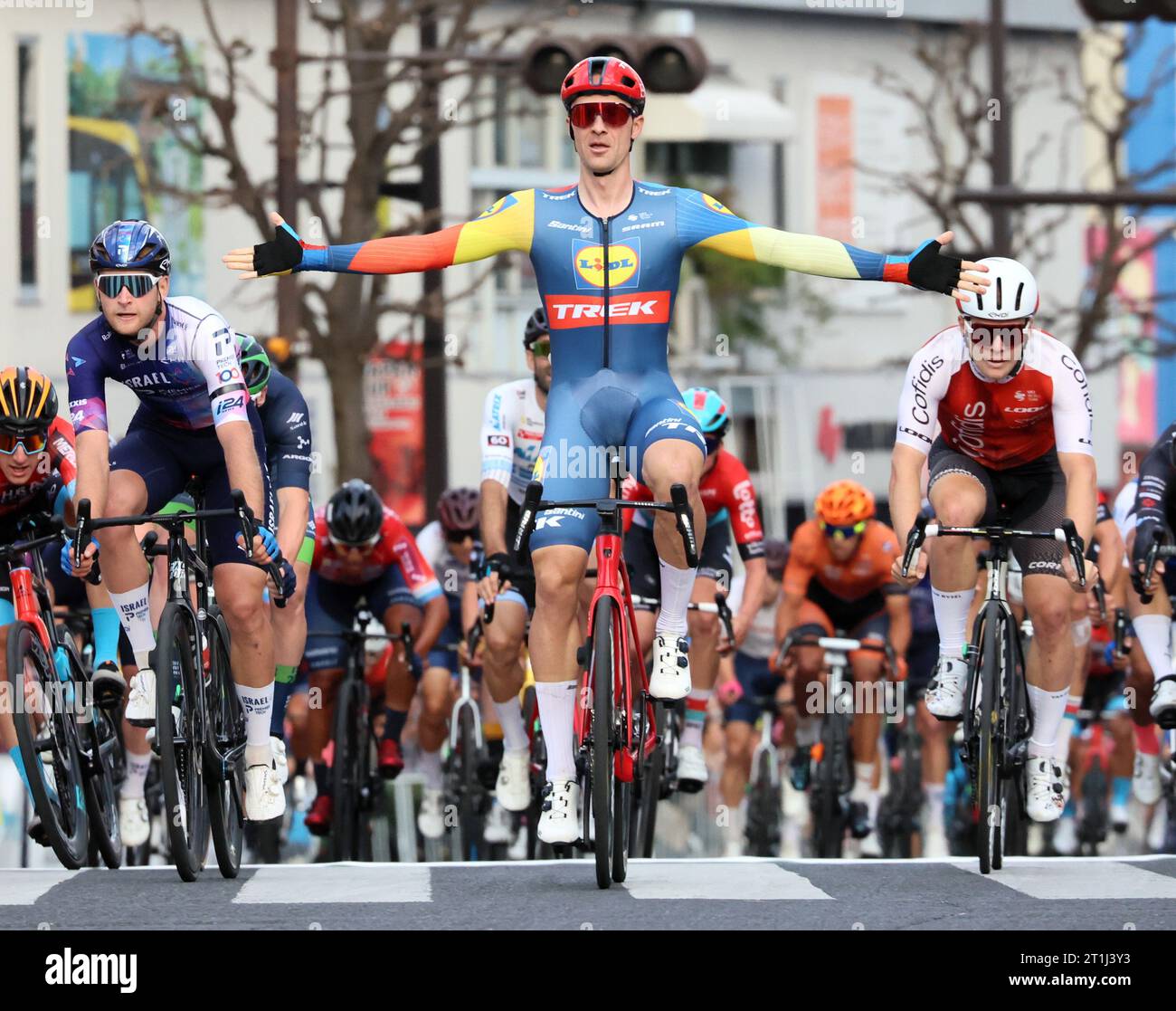 Utsunomiya, Japan. 14th Oct, 2023. Belgian cyclist Edward Theuns of ...