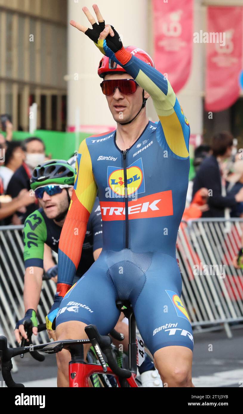 Utsunomiya, Japan. 14th Oct, 2023. Belgian cyclist Edward Theuns of ...