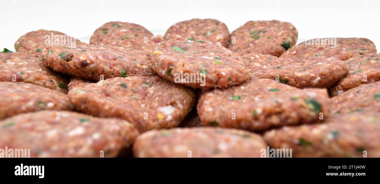 Raw beef meatballs made with various homemade spices, beef kofte kofta ...