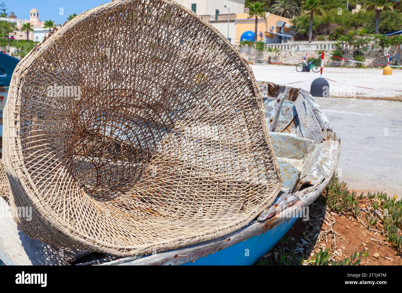 Fishing boat nets wicker baskets hi-res stock photography and images ...