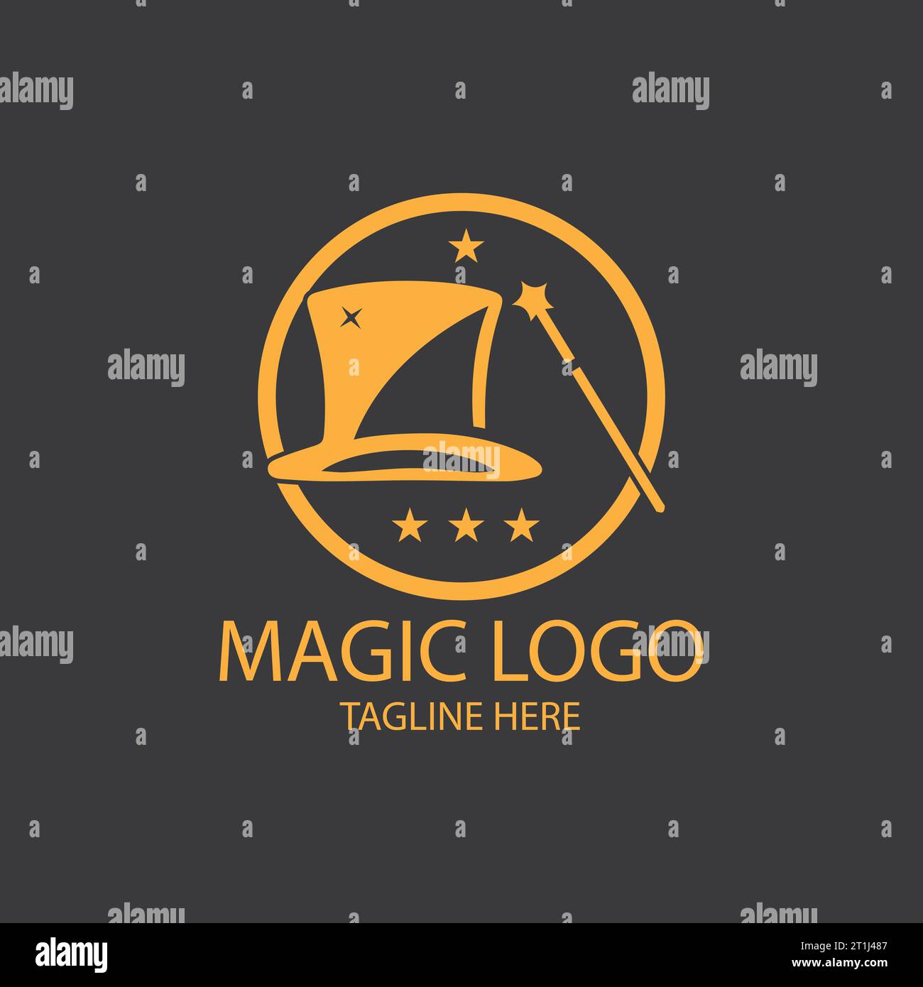 Illustration of magic hat with wand Stock Photo - Alamy