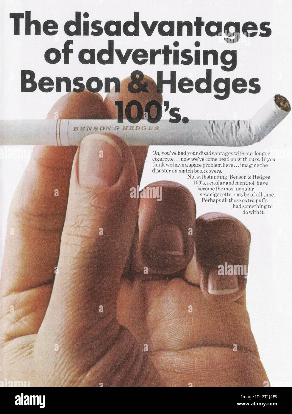 1960s Benson & Hedges 100's cigarettes advert Stock Photo - Alamy