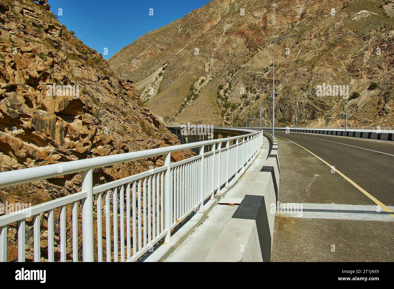 New North-South route , Bridge overpass 1000 meters canyon river Naryn ...