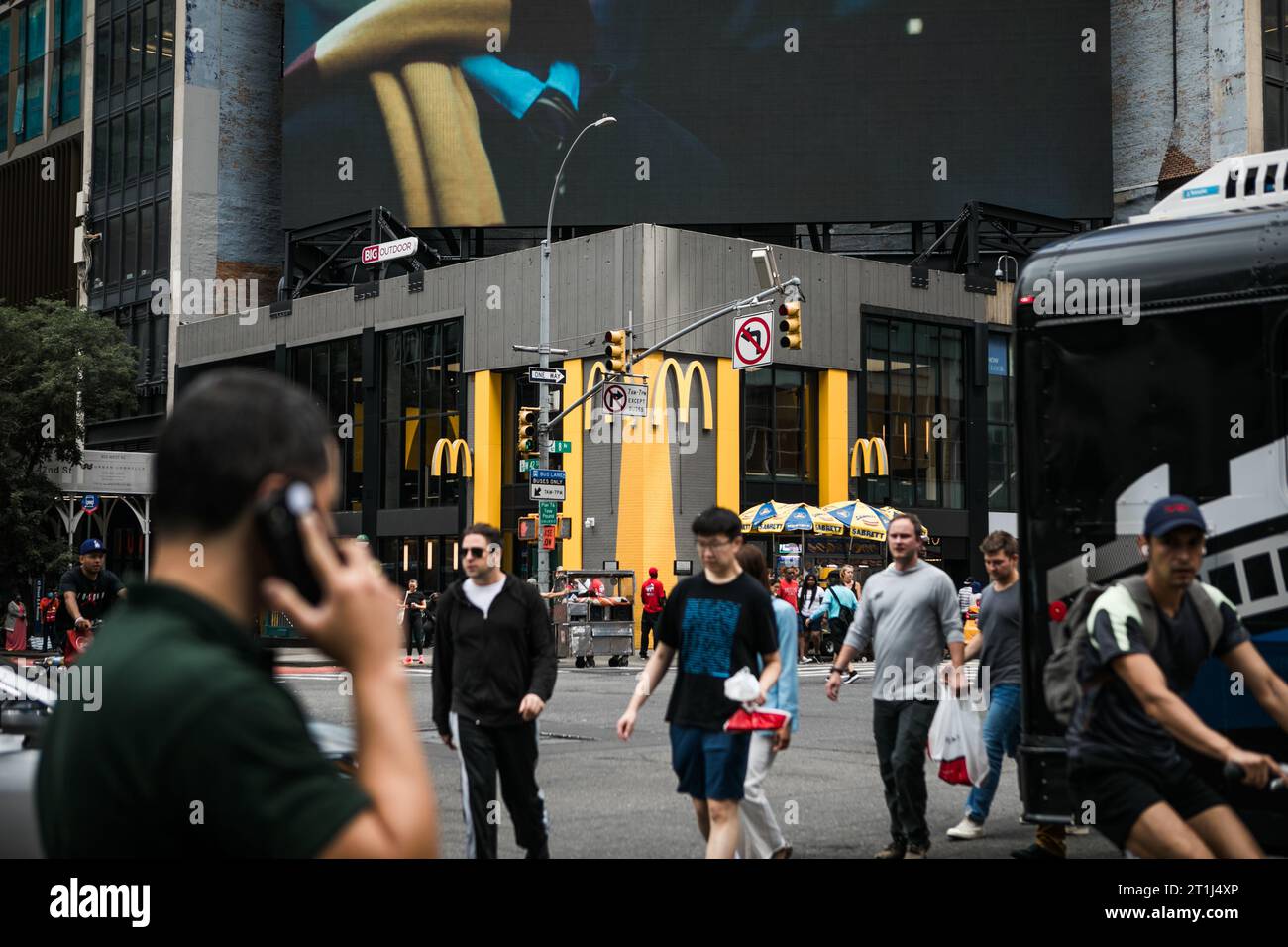 New York, New York state USA - August, 30, 2023 - MacDonalds signs on ...