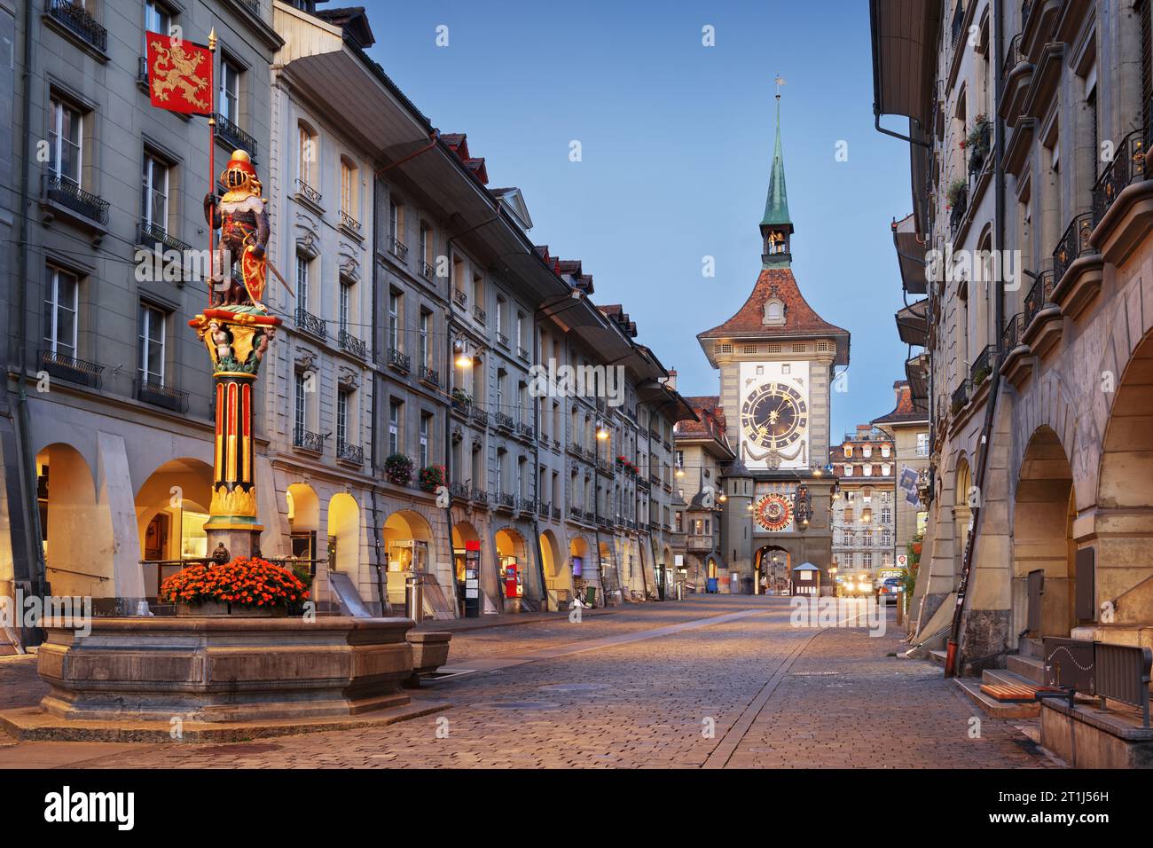 Bern, Switzerland with the Zytglogge clock tower at dawn Stock Photo ...