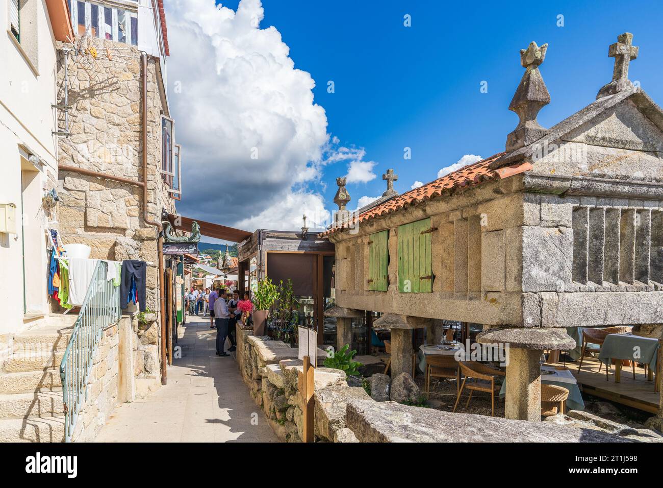 Combarro, Spain, September 11, 2023. Street of the beautiful and ...