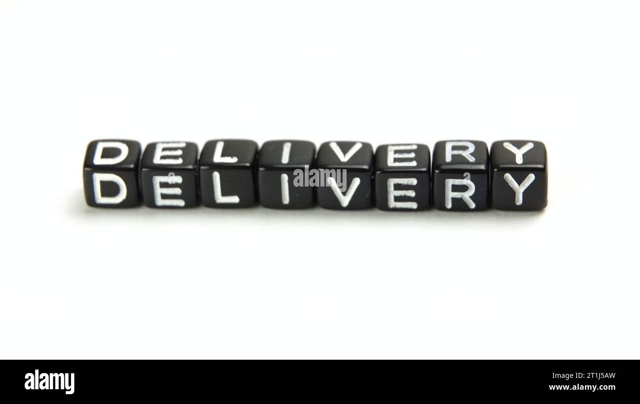 Delivery - Business Vocabulary Word on Black Dice isolated on white ...