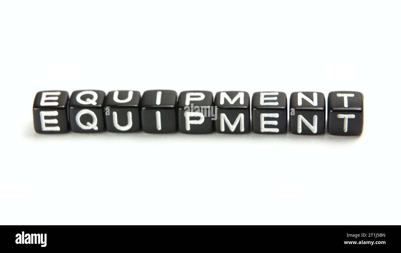 Equipment - Business Vocabulary Word on Black Dice isolated on white ...