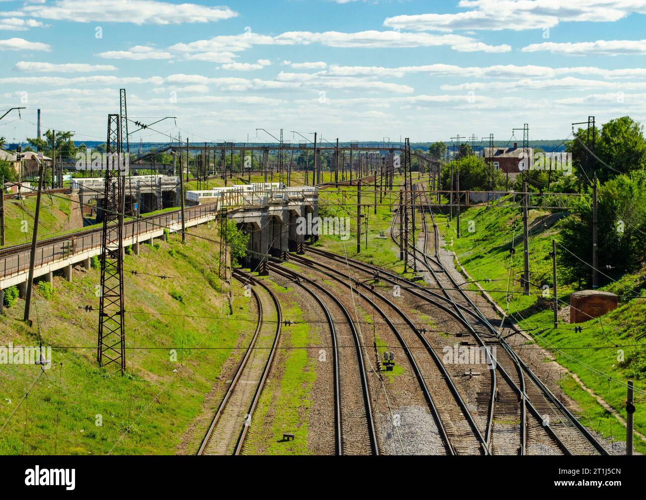 Railway tracks with switches and interchanges with Railway bridges ...