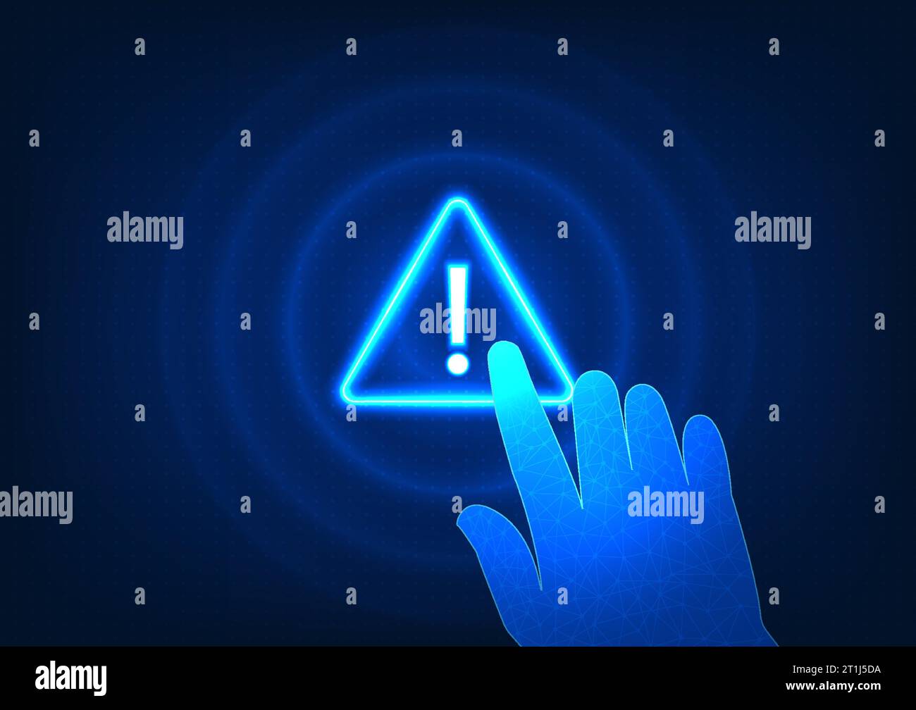 Notification technology The hand pressing the alert symbol indicates a ...