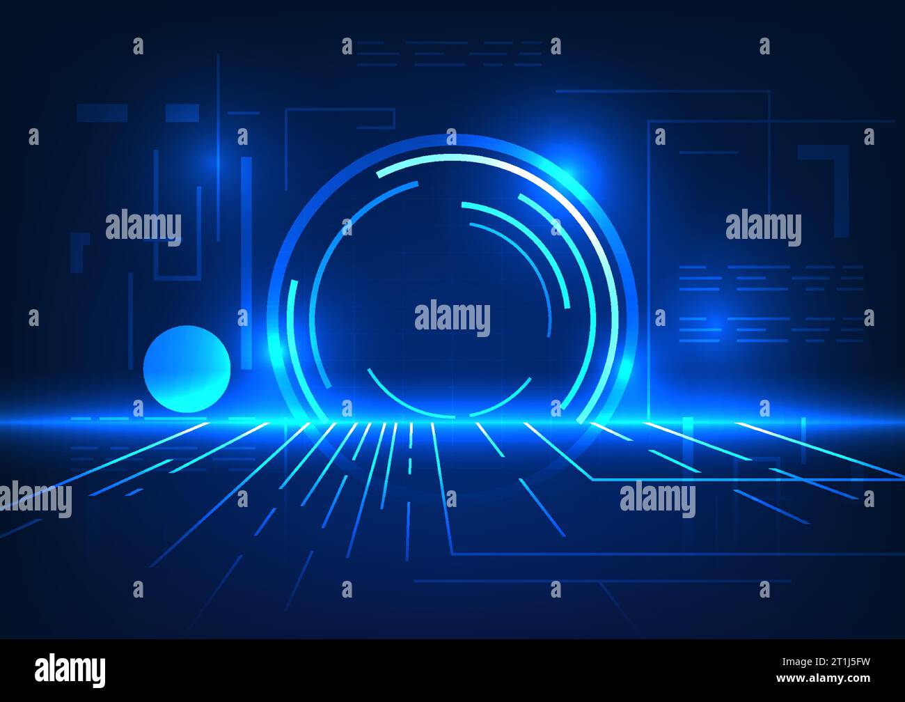 Technology circle On the back is a composition of lines on the floor ...