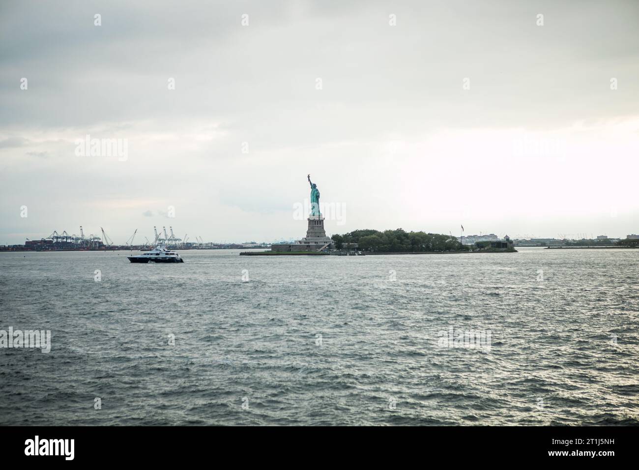 Beautiful view of Statue of Liberty on Liberty island in New York in ...