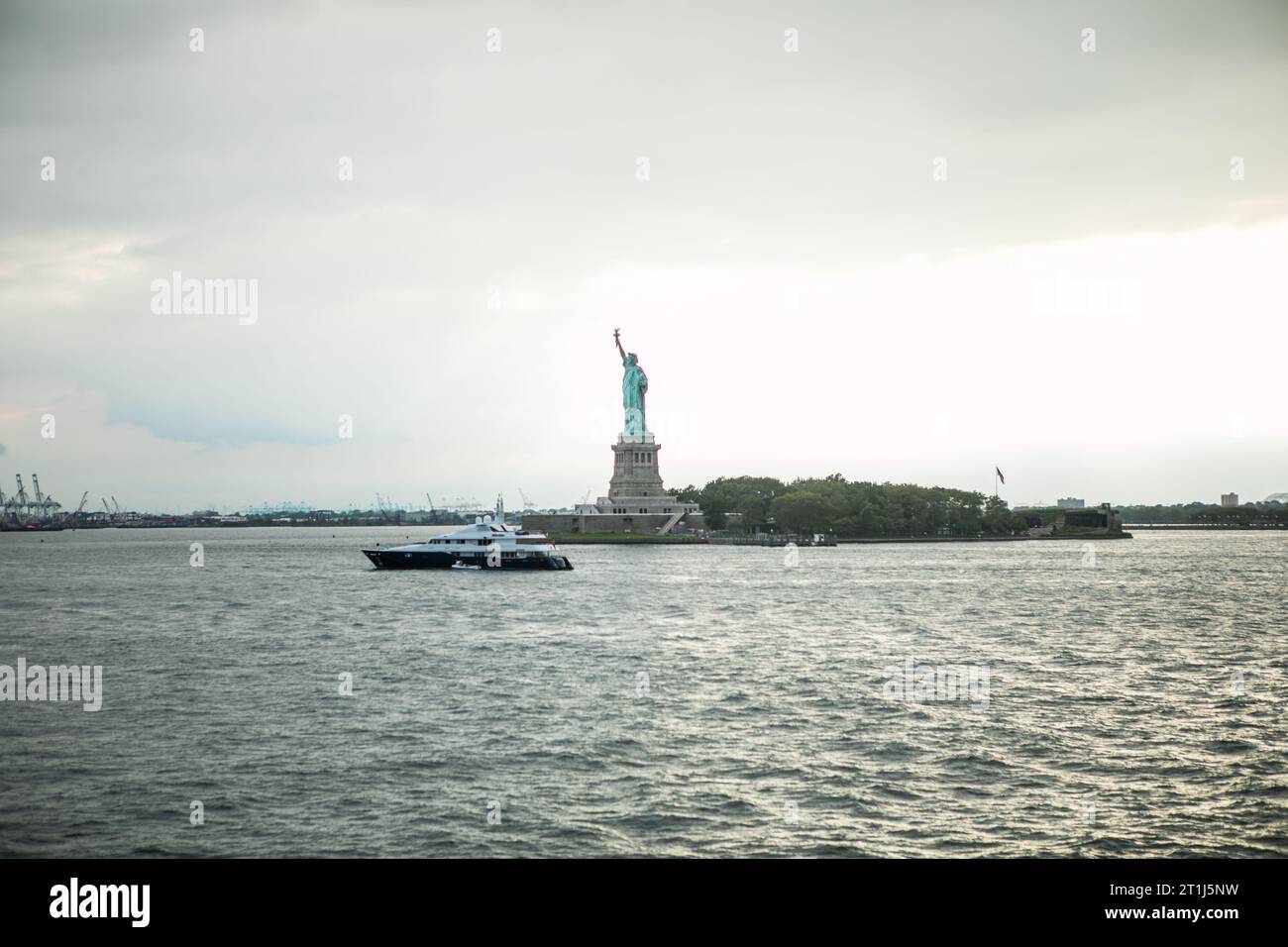 Beautiful view of Statue of Liberty on Liberty island in New York in ...