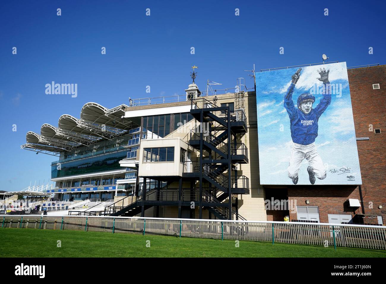 A view of the Frankie Dettori mural trackside on day two of the Dubai ...