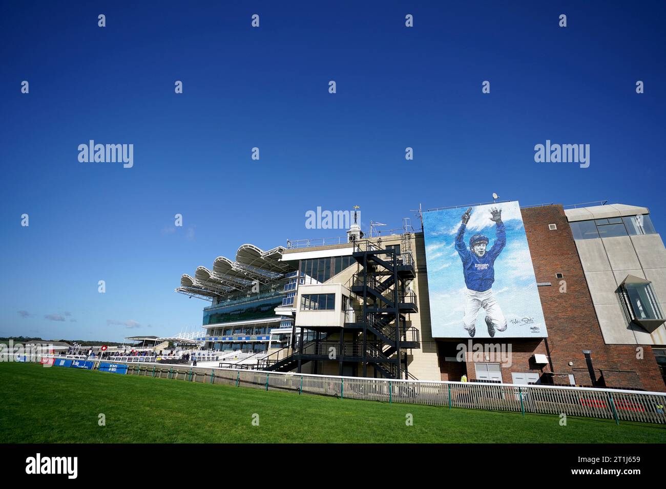 A view of the Frankie Dettori mural trackside on day two of the Dubai ...