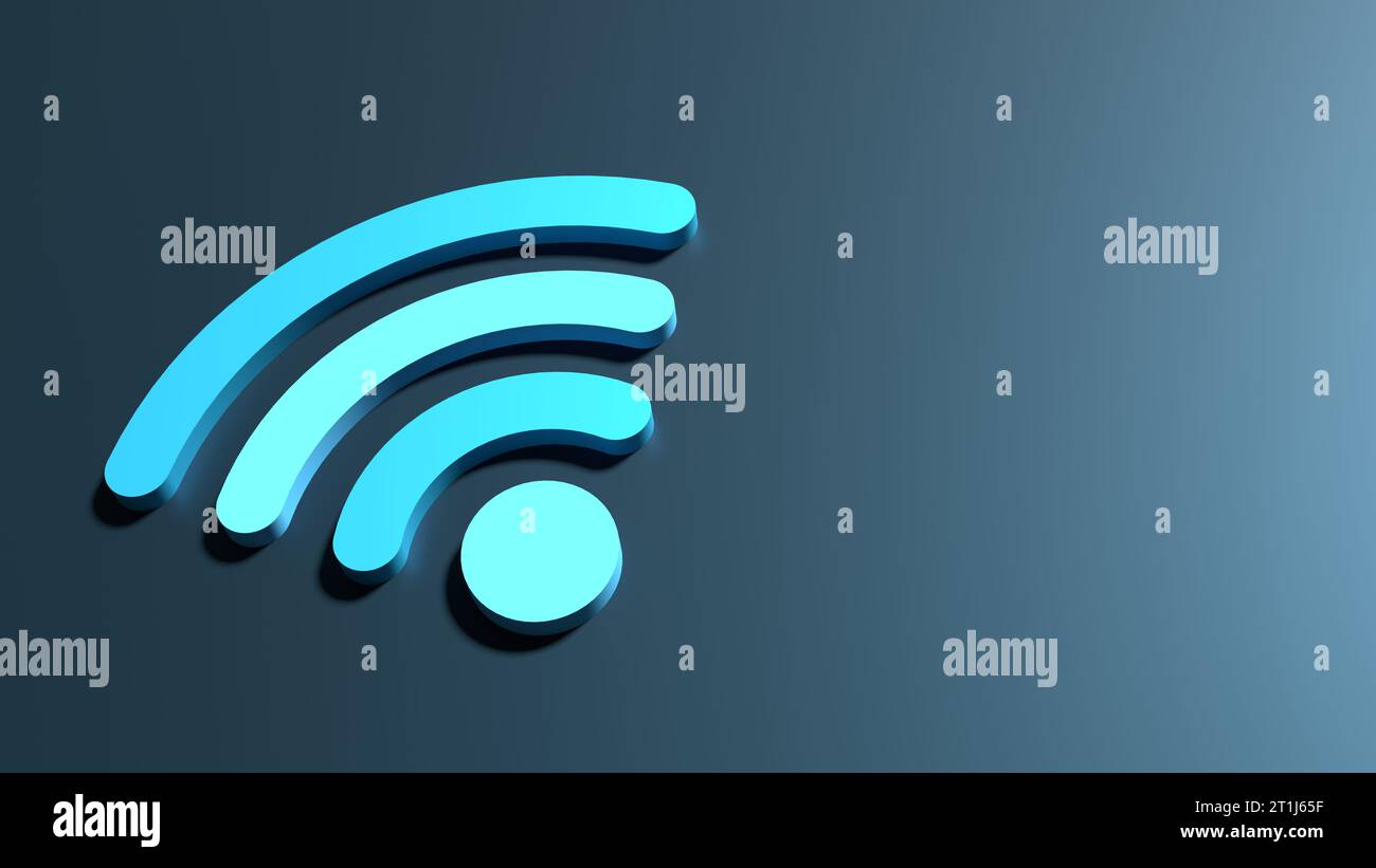 3d illustration. Wifi logo. Wireless connection sign with free space ...