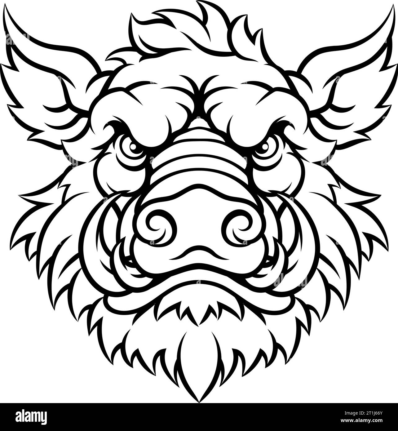 Boar Wild Hog Razorback Warthog Mascot Pig Cartoon Stock Vector Image ...