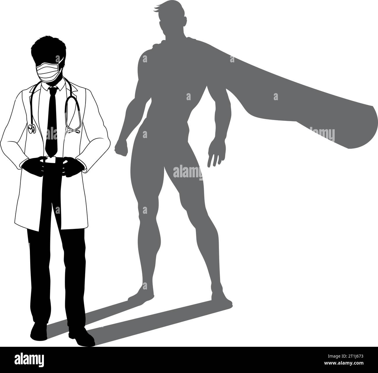 Superhero Doctor With Super Hero Shadow Silhouette Stock Vector Image ...