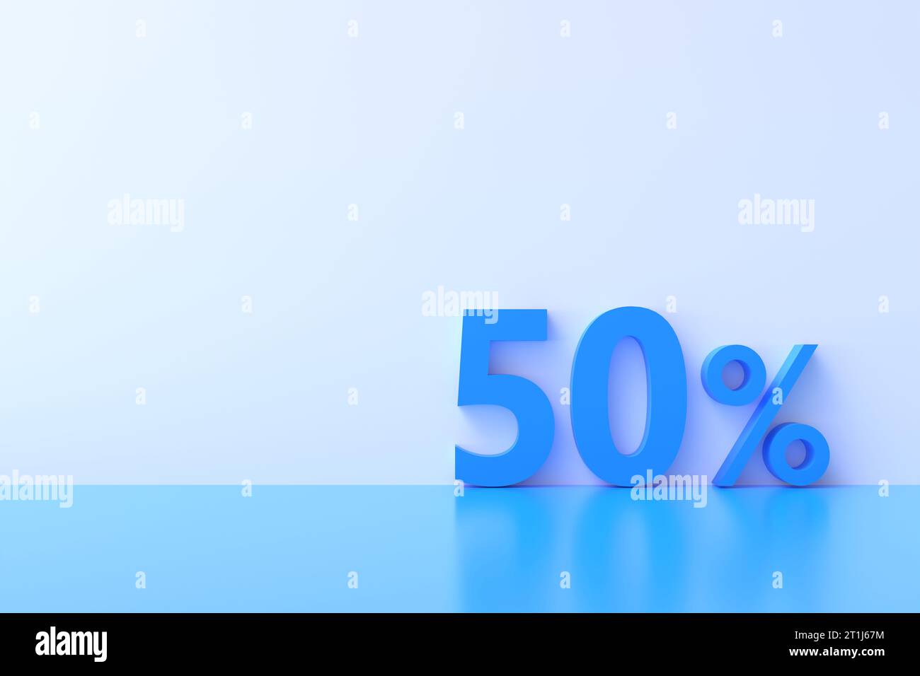 3D Rendering. 50 percent off with freespace for texting on pastel blue ...