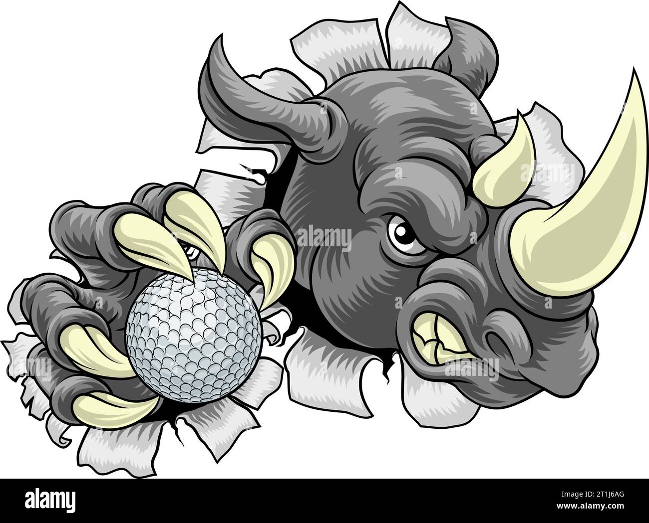 Rhino Rhinoceros Golf Cartoon Sports Mascot Stock Vector Image & Art ...