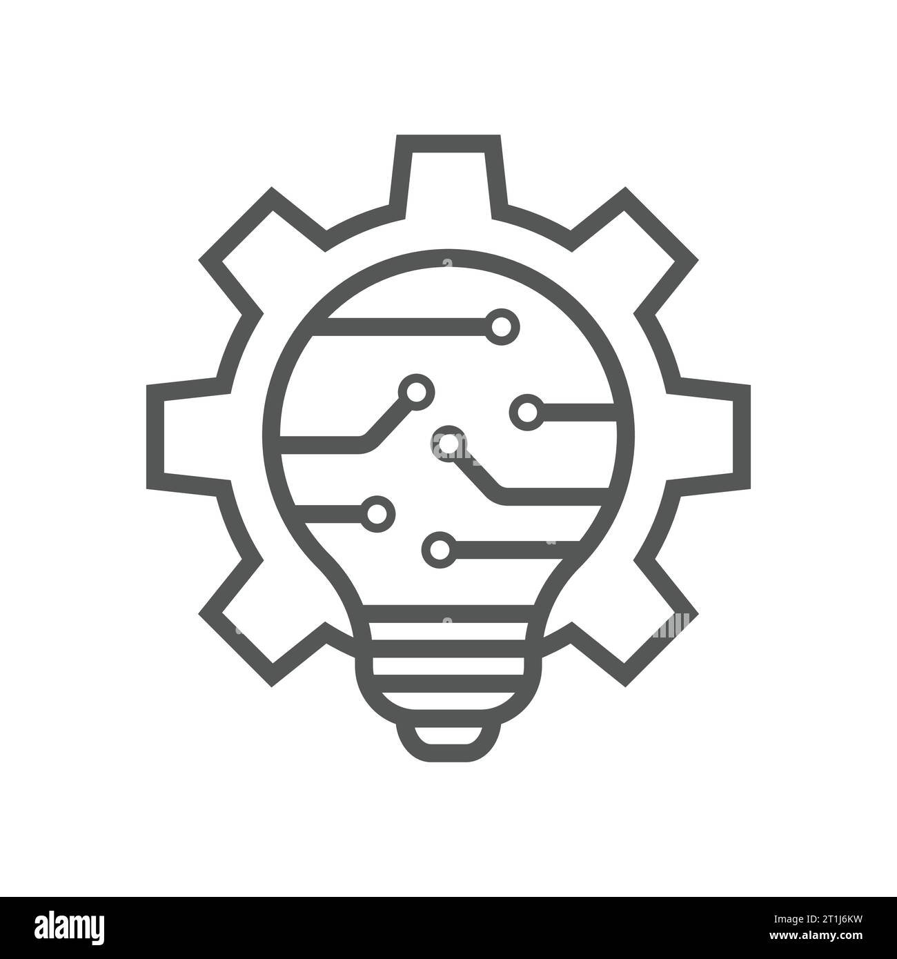 Bulb In Gear Icon Simple Outline Style Lightbulb With Cog Creative Energy Technology