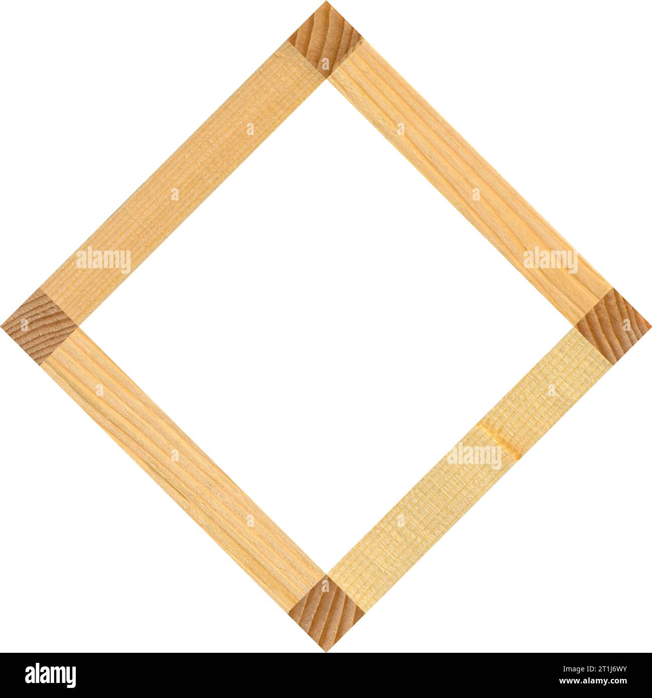 Square wooden frame cut from pine wood texture, isolated on white ...
