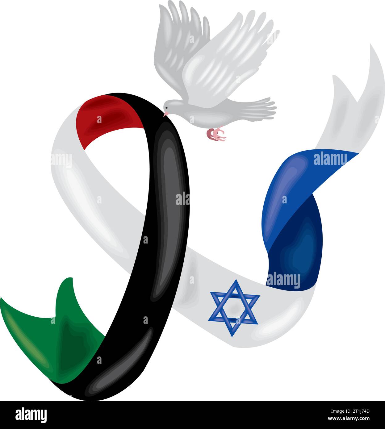 Israel And Palestine Flags In Ribbon With Dove Stock Vector Image And Art