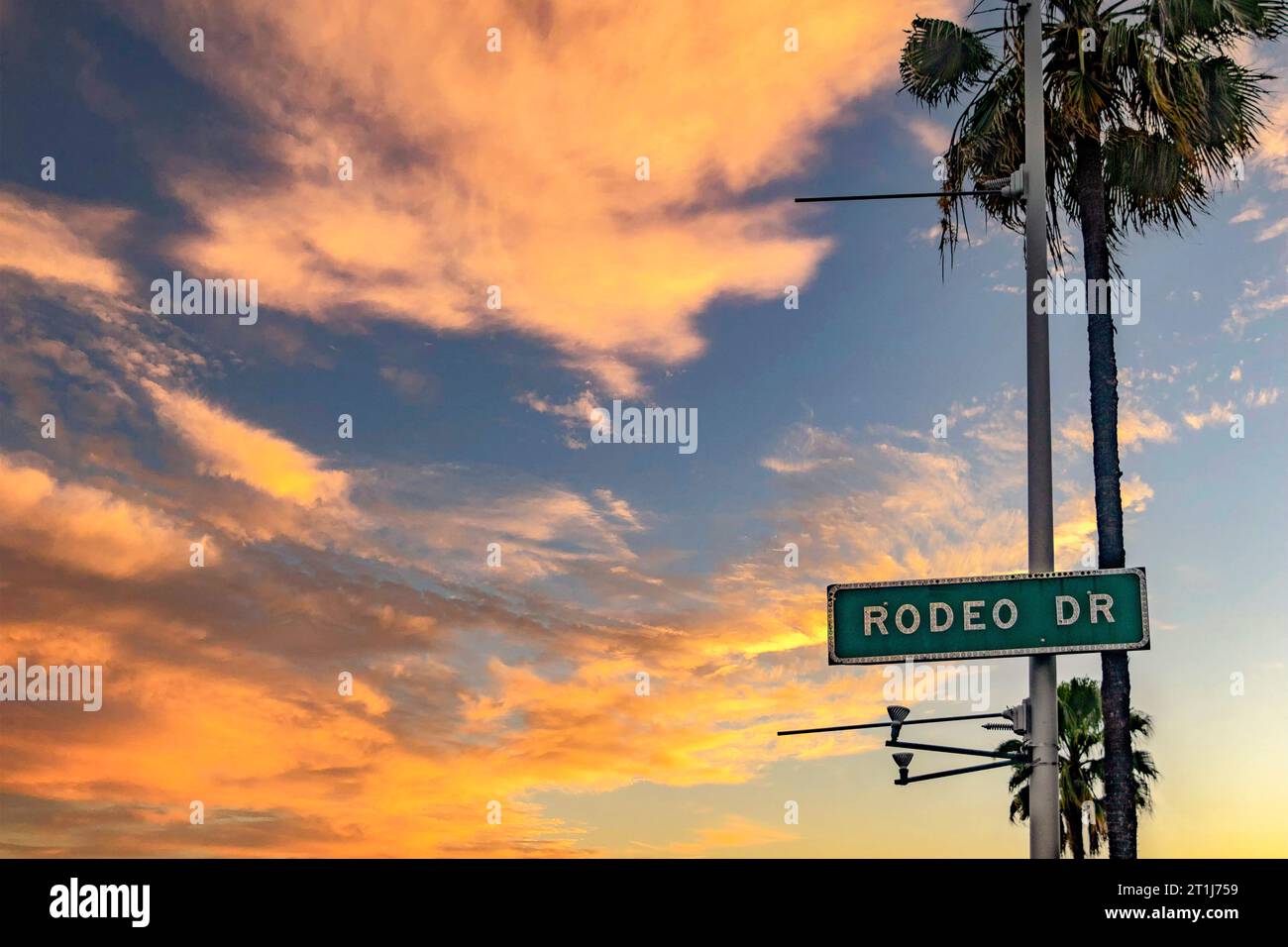 Beautiful Rodeo Drive street sign in Beverly Hills in the city of ...