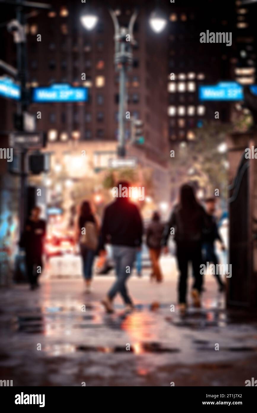 New york city street scene at night hi-res stock photography and images ...