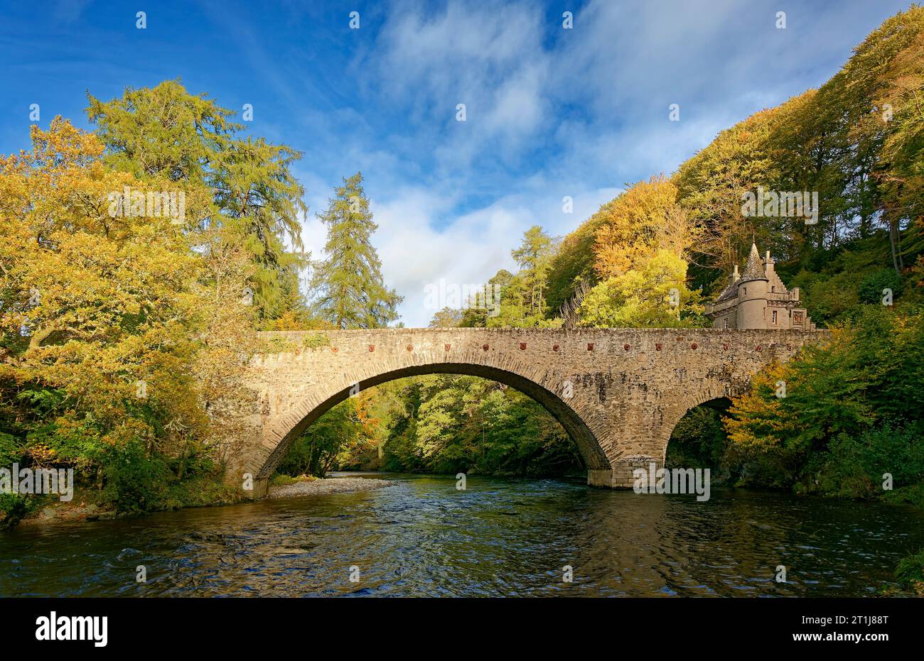 Bridge of Avon over the River Avon at Ballindalloch in Moray the stone ...