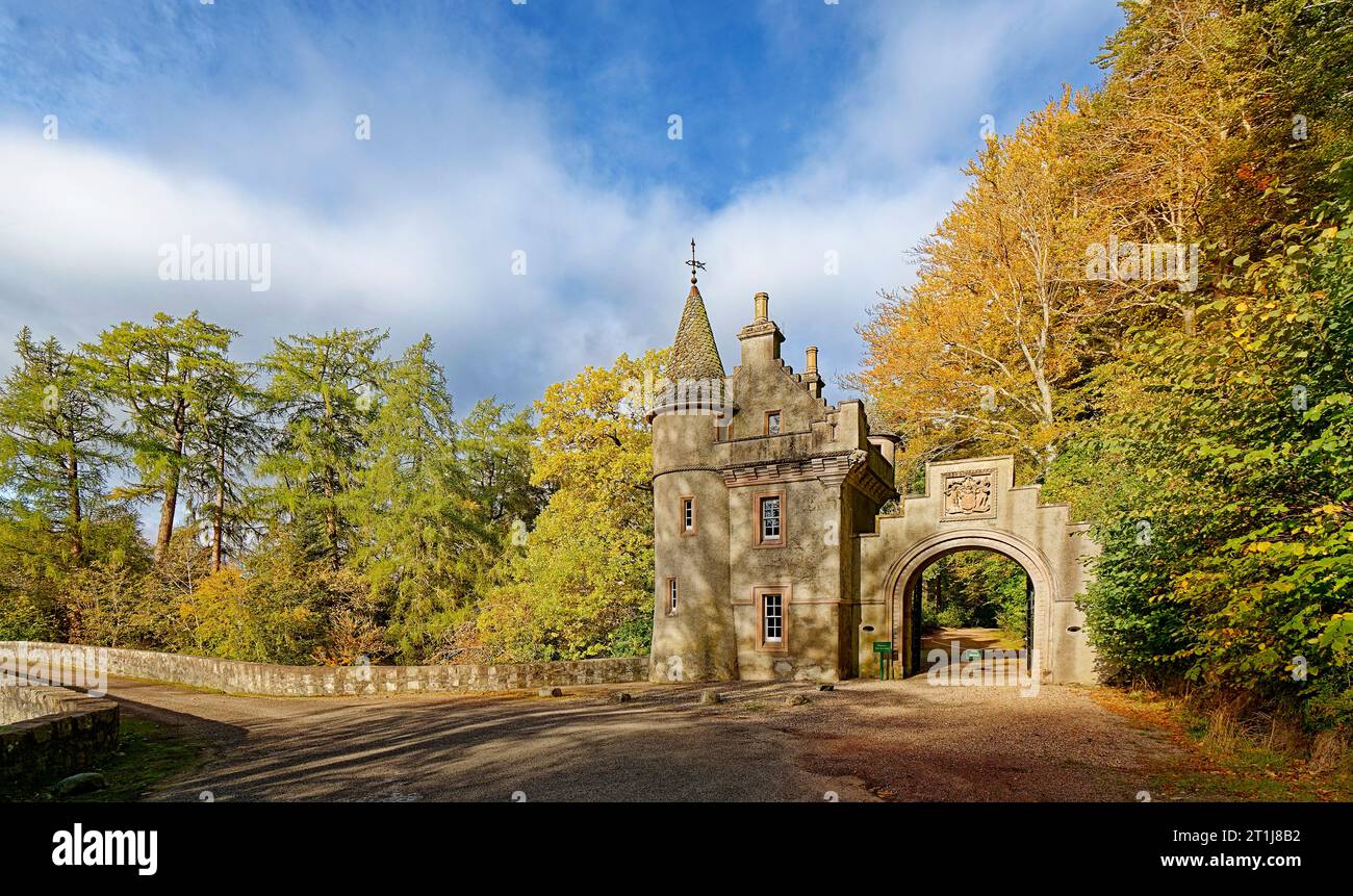 Bridge of Avon over the River Avon at Ballindalloch in Moray with lodge ...