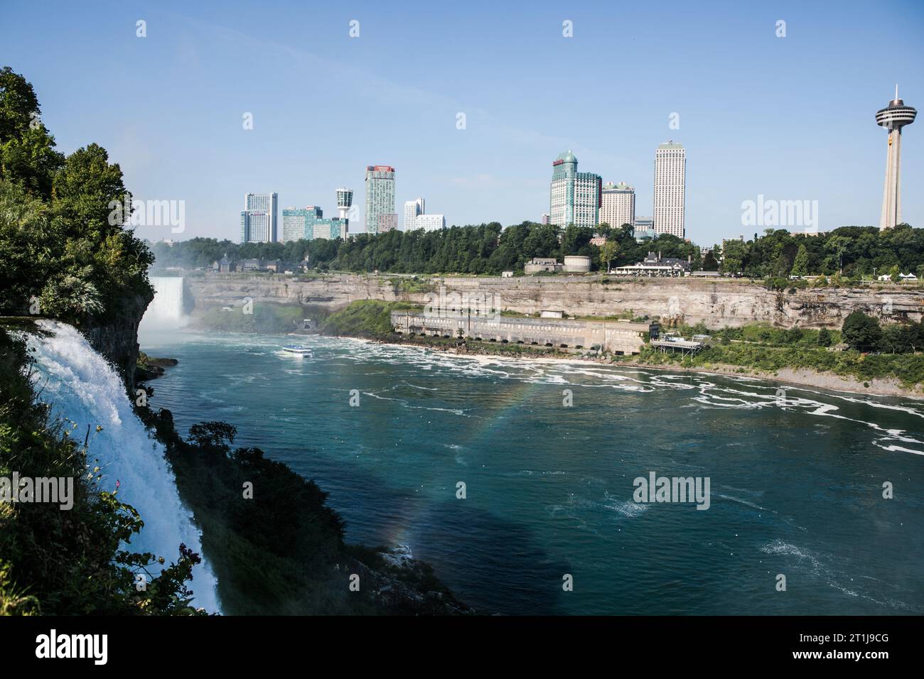 Panoramic aerial view of Niagara Falls, American Falls at sunset in ...