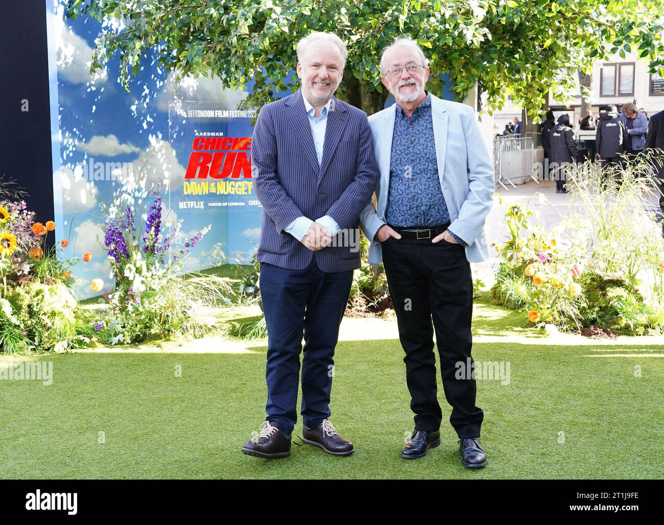 Nick Park (left) and Peter lord arrive for a screening of Chicken Run ...
