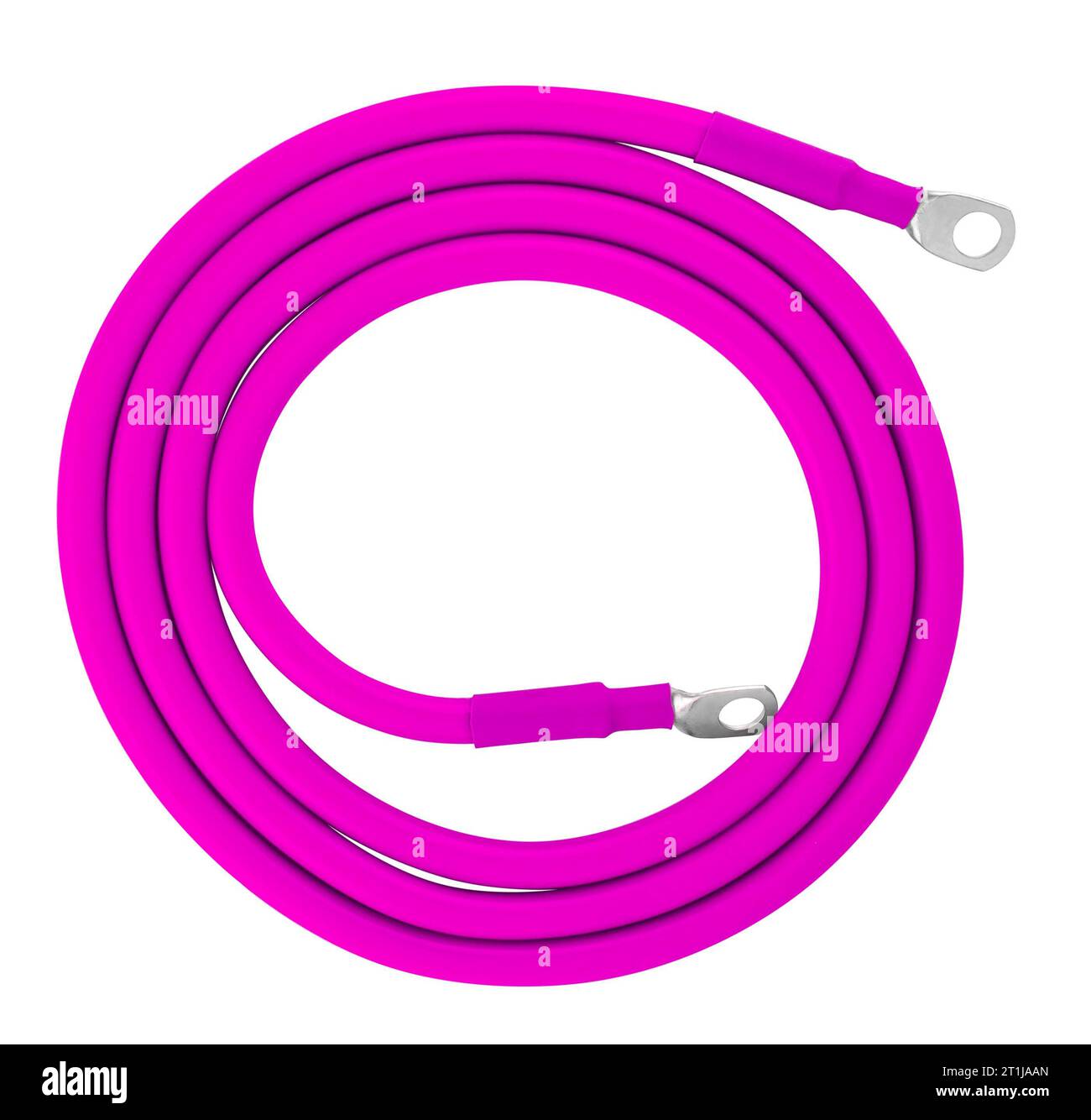 electrical cable with metal contacts, insulated on white background ...